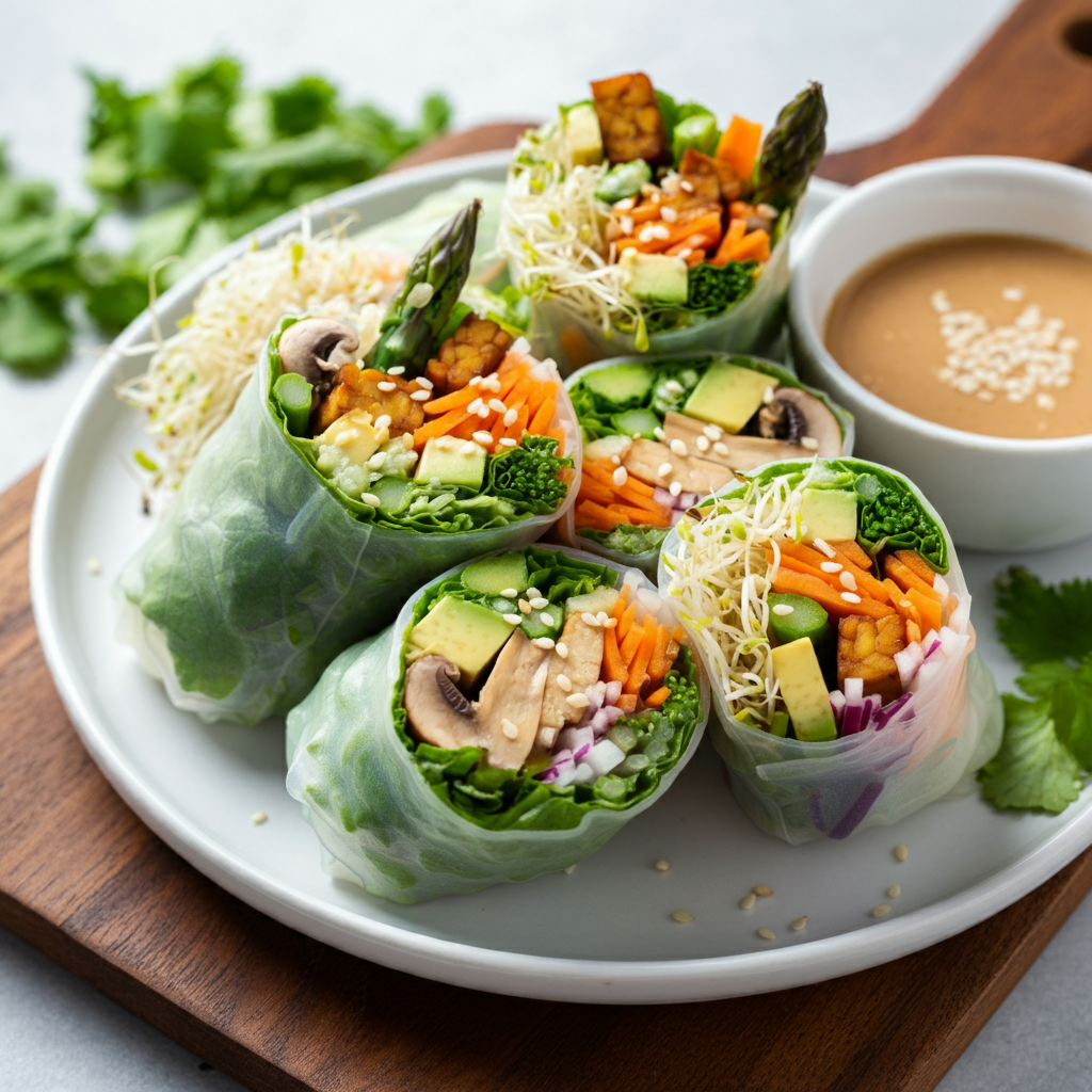 Refreshing Broccoli Sprout Summer Rolls with Almond Sauce – A Perfect ...