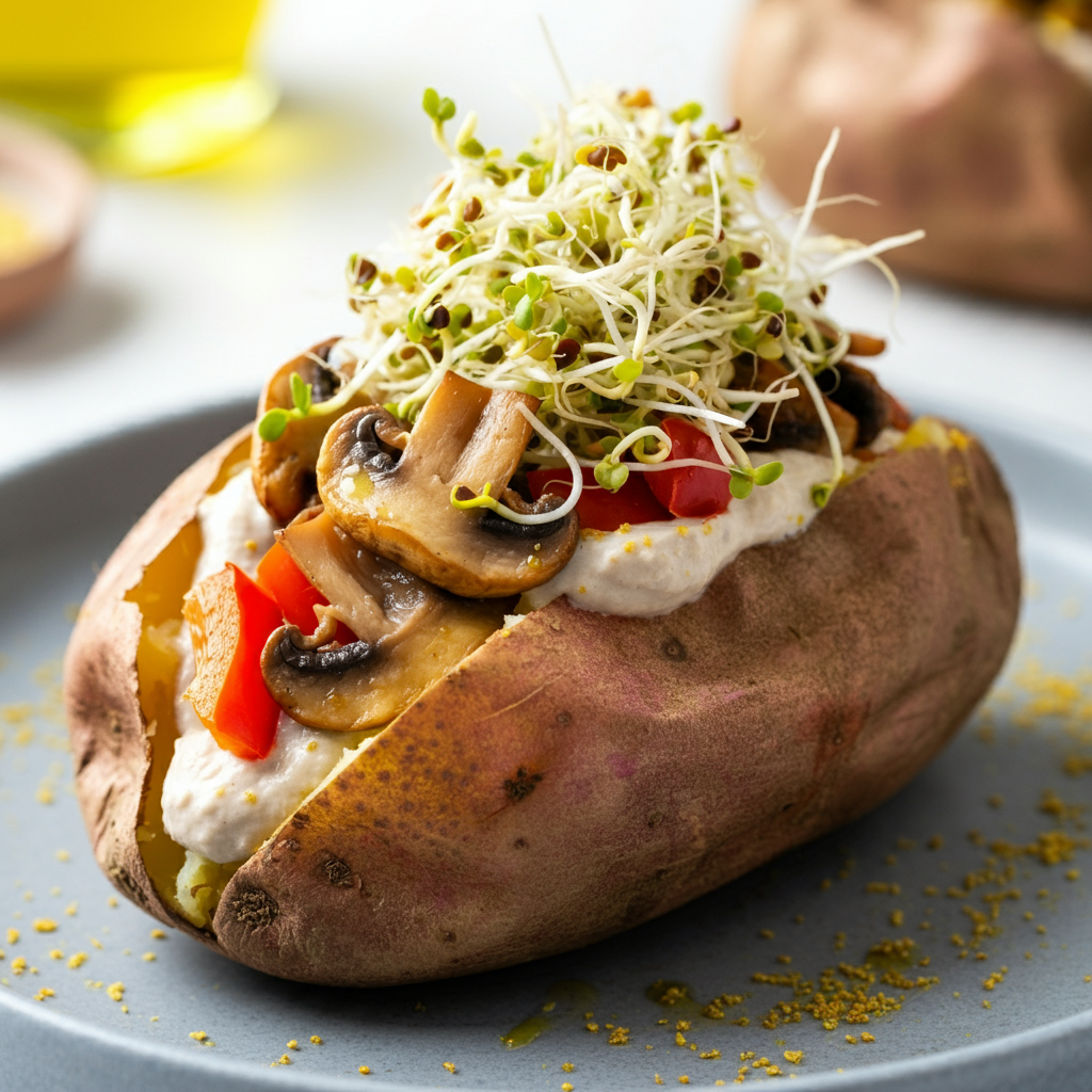 Vegan Loaded Baked Potato with Clover Sprouts – A Nutritious, Plant-Po ...